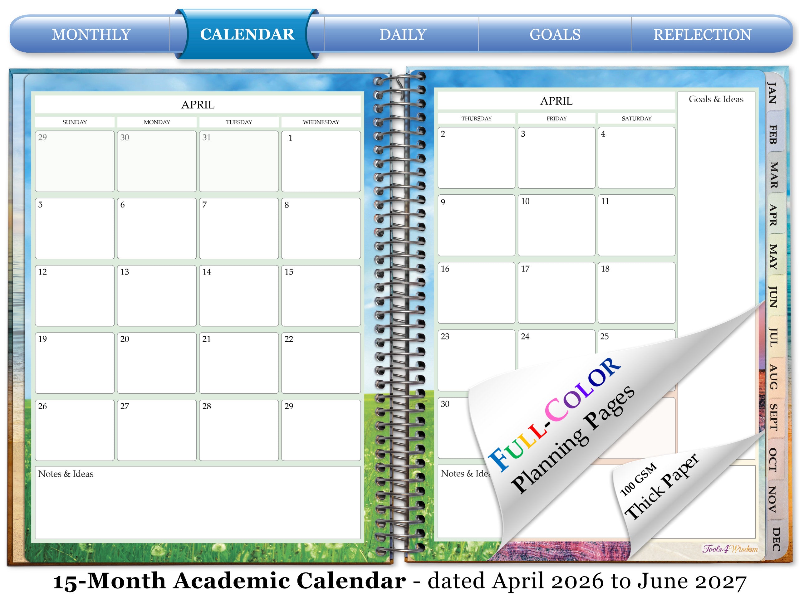Tools4Wisdom Planner 2026-2027 Calendar - Warm Sunset