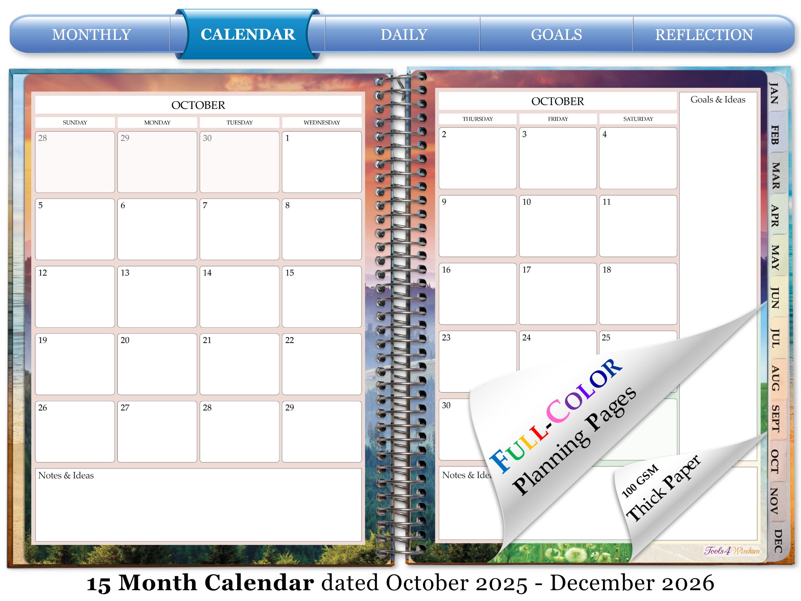 Tools4Wisdom 2026 Planner 2026 Calendar - Oil Painting Forest
